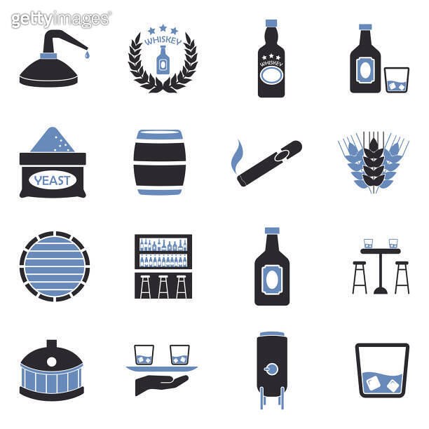 Whiskey Icons. Two Tone Flat Design. Vector Illustration. 이미지 ...