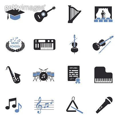 Music School Icons. Two Tone Flat Design. Vector Illustration. 이미지 ...