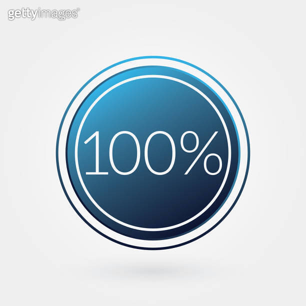 100 percent circle chart, isolated symbol. Vector blue gradient element ...