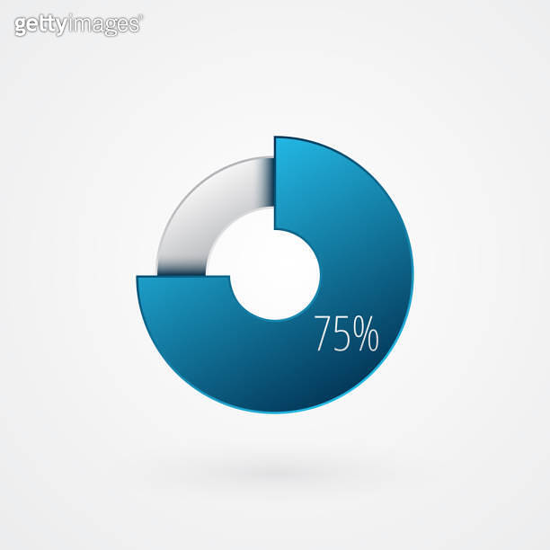 75 percent isolated pie chart. Percentage vector symbol, infographic ...