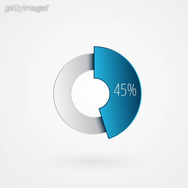 45 percent isolated pie chart. Percentage vector symbol, infographic ...