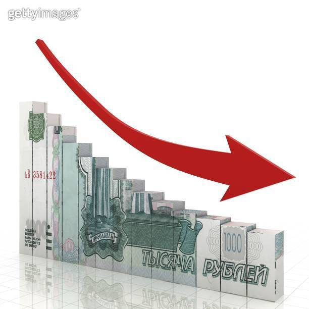 Russian ruble money graph finance crisis (1264090657) - 게티이미지뱅크