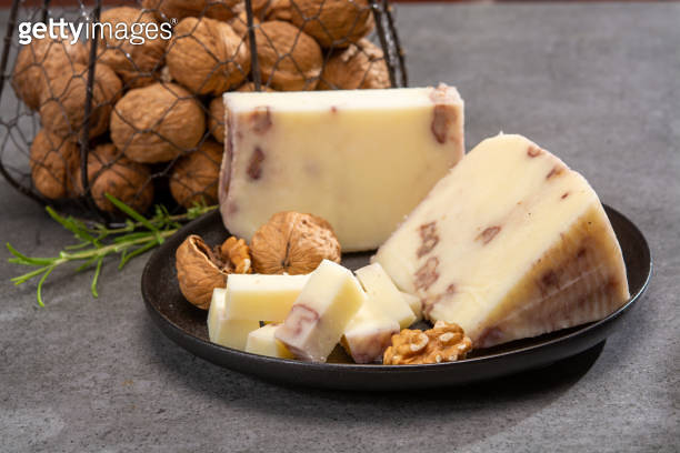 Cheese collection, Italian provolone cheese made with walnuts ...