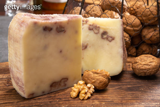 Cheese collection, Italian provolone cheese made with walnuts ...