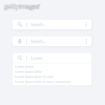 Search bar vector design element with pop up list or search results ...