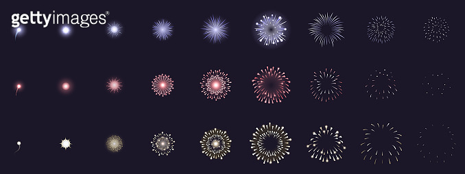 Fireworks animation. Animated firework explosion frames, party ...