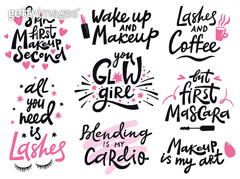 Beauty make up quote. Hand lettering cosmetic phrase, makeup ...