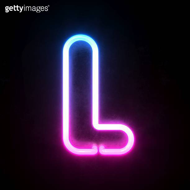Neon 3d font, blue and pink neon light 3d rendering, letter L 이미지 ...