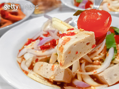 Pork Sausage stick and salted egg yolk spicy vietnamese sausage salad ...