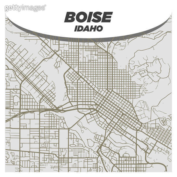 Flat White and Beige City Street Map of Boise Idaho on Modern Creative ...