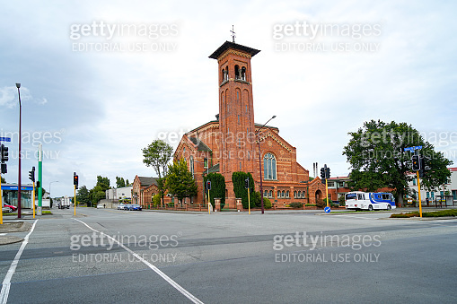 First Presbyterian Church, Street view of Invercargill town, New ...