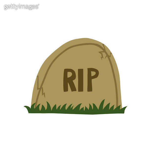 Headstone isolated on white background. Flat style drawing of graveyard ...