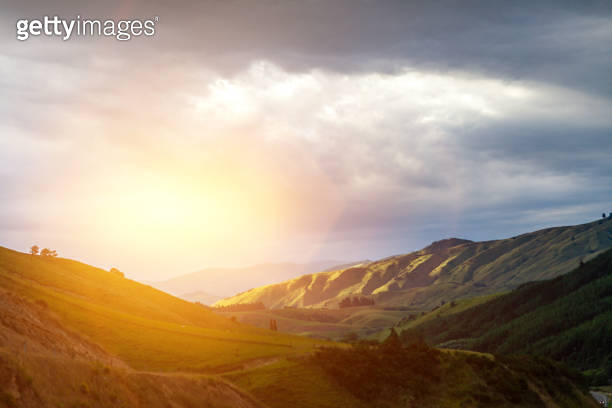 Landscape before sunset in New Zealand. 이미지 (1197509917) - 게티이미지뱅크