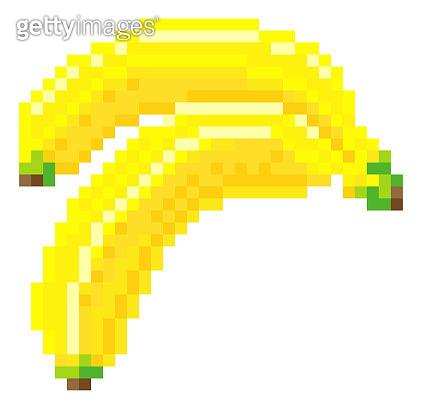 Banana Pixel Art 8 Bit Video Game Fruit Icon (1214274018) - 게티이미지뱅크