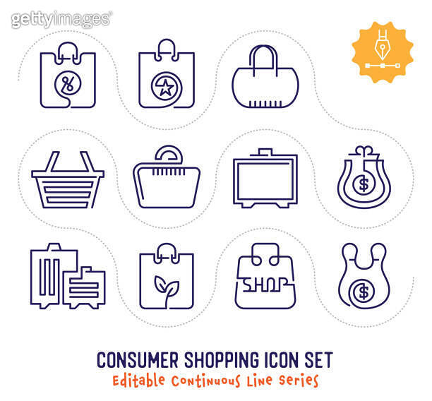 Consumer Shopping Editable Continuous Line Icon Pack 이미지 (1269542577 ...