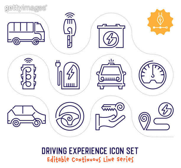 Driving Experience Editable Continuous Line Icon Pack 이미지 (1270113421 ...