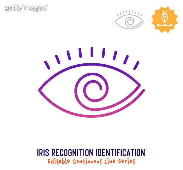 Iris Recognition Identification Continuous Line Editable Stroke Icon ...