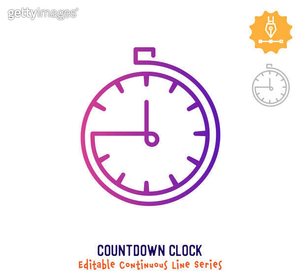 Countdown Clock Continuous Line Editable Stroke Icon 이미지 (1264363322 ...