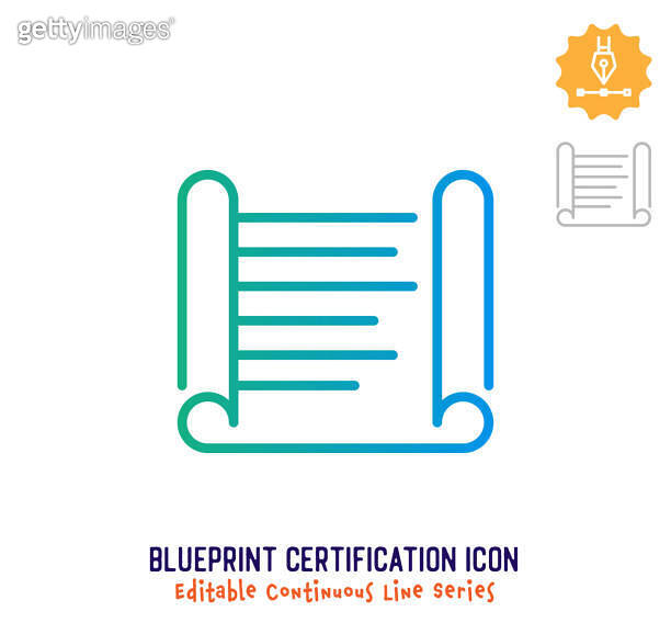 Blueprint Certification Continuous Line Editable Icon 이미지 (1250000141 ...