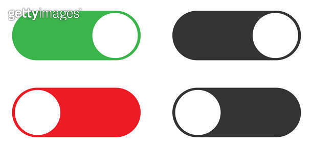 On and off slider. Switch toggle button. Red and green power switcher ...