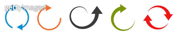 Set of arrows on white background. Isolated colorful circular icons ...