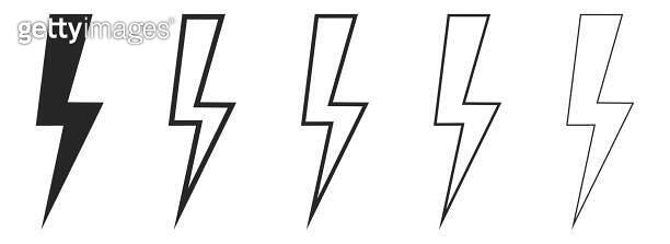 Outline lightning icons. Isolated power symbol on white background ...