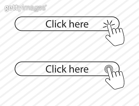 Click here in linear style and hands. Clicking cursor hand pushing on ...
