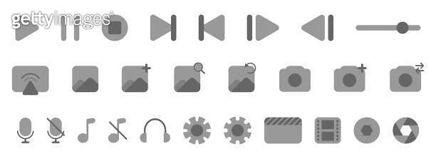 Media player icons. Multimedia control set. Video and audio toolbar ...