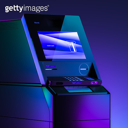 Close up Of Realistic Black ATM Machine With Insert Card Requirement on ...