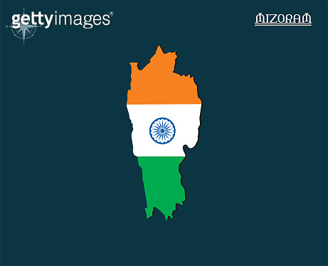 Modern map of MIZORAM with india flag, india state map MIZORAM, indian ...