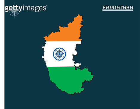 Modern map of KARNATAKA with india flag, india state map KARNATAKA ...