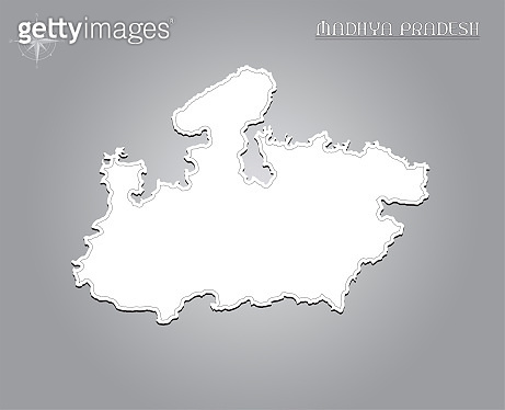 MADHYA PRADESH map , indian state map black out line with paper cutting ...