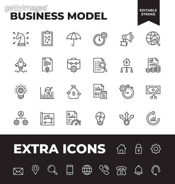 Simple Set of Business Model Vector Line Icons 이미지 (1220239187) - 게티이미지뱅크