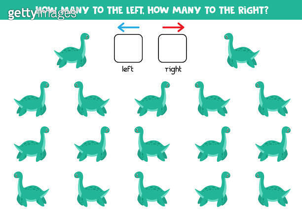 Left or right with cute dinosaur. Logical worksheet for preschoolers ...