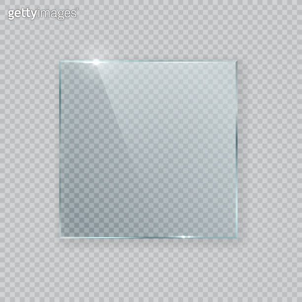 Square vector glass frame. Isolated plate on transparent background ...