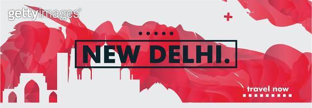 India New Delhi skyline city gradient vector banner 이미지 (1202288510 ...