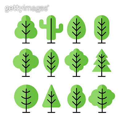 Set of Tree vector design illustration. Nature Tree vector in flat ...