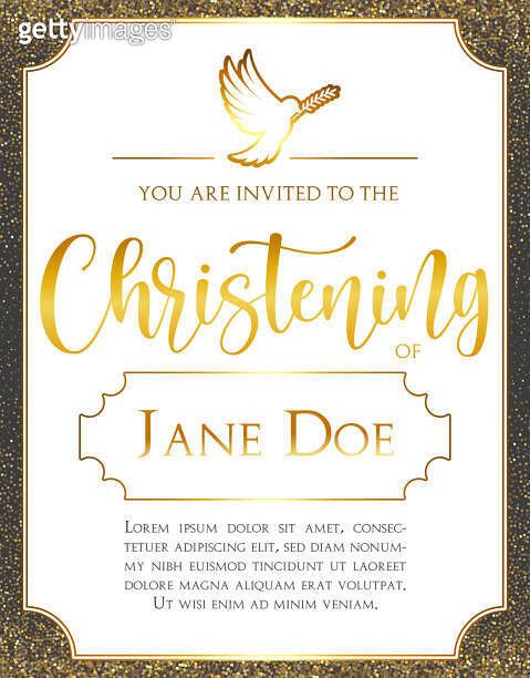 Christening Invitation with dove. Template in Vector about Baptism ...