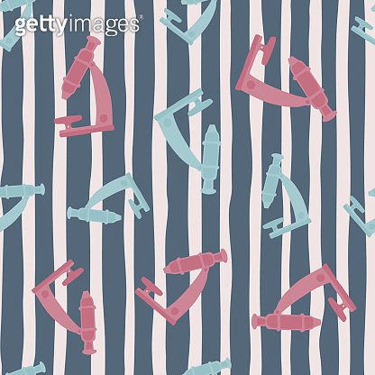 Random microscope shapes seamless hand drawn pattern. Science lab pink ...