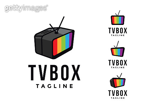 set of Monitor television TV box icon vector template on white ...