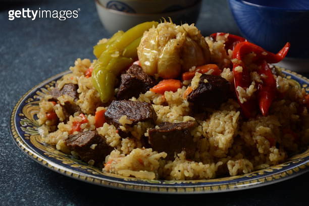 Uzbek cuisine (food) pilaf (plov palov osh) 이미지 (1273602665) - 게티이미지뱅크