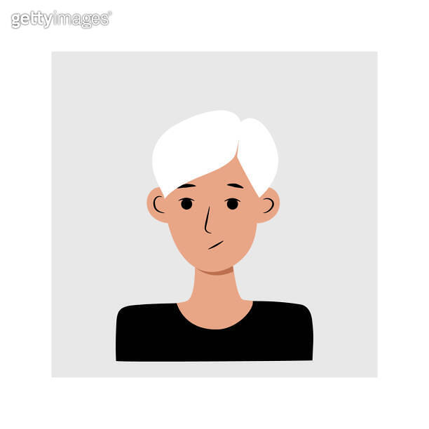 Avatar young blond man. Dreary person not understanding sad emotion ...