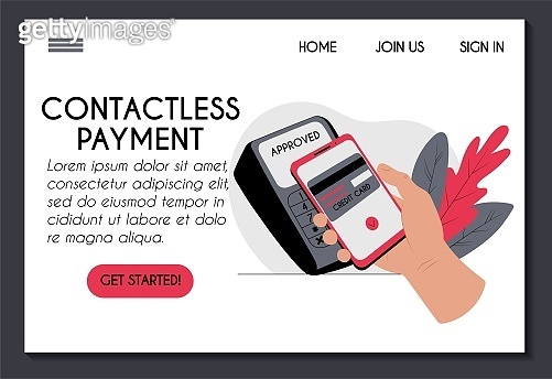 Contactless payment with smartphone NSF technology. Website template ...