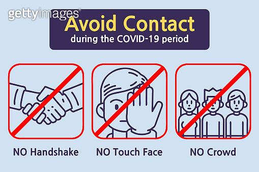 Avoid Contact during the COVID-19 period. Vector line art illustrations ...