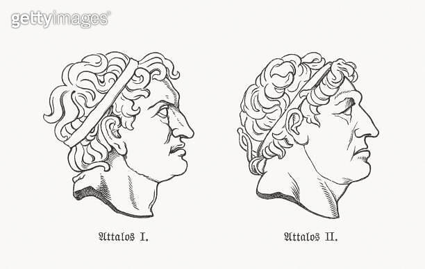 Attalus I and Attalus II Philadelphus, wood engravings, published 1893 ...