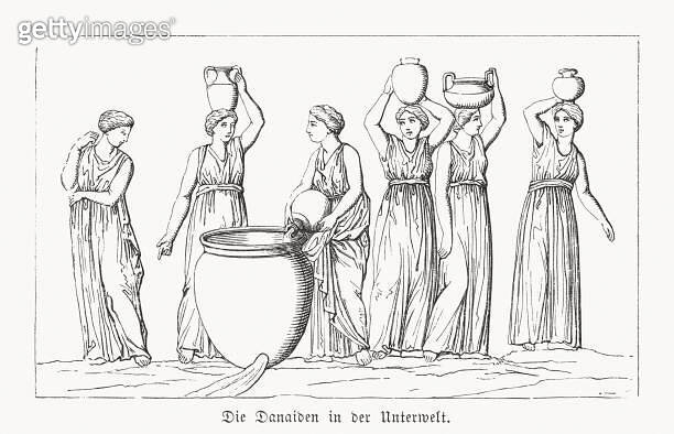 The Danaids in the underworld, wood engraving, published in 1868 이미지 ...