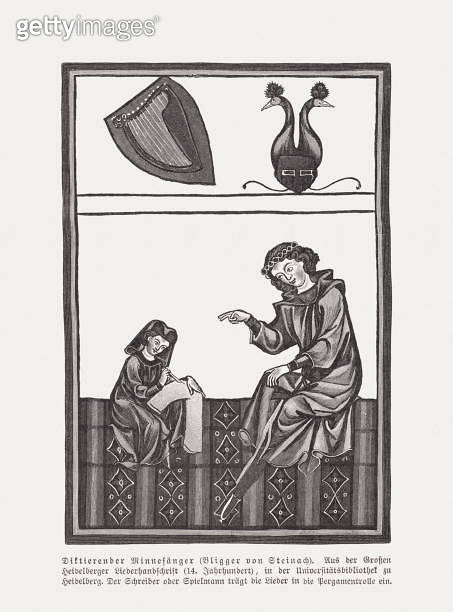 Bligger von Steinach (Codex Manesse, c. 1300), facsimile, woodcut, 1897 ...