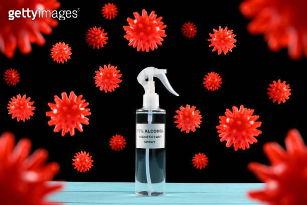 75 percent alcohol disinfectant alcohol surrounded by coronavirus 이미지 ...