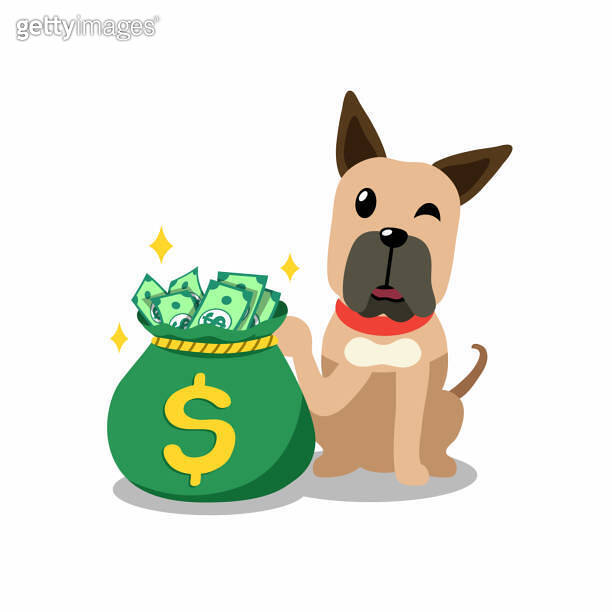 Vector cartoon character great dane dog with money bag 이미지 (1221697323 ...