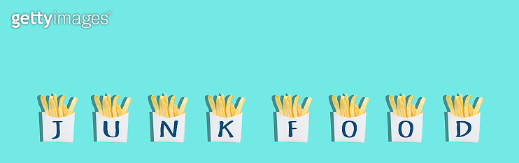 Junk food concepts with text and french-fried.Anti fast food and ...